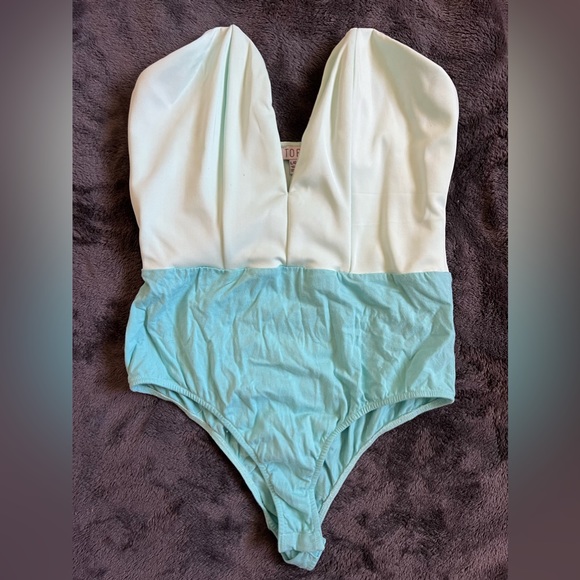Tobi | Tops | Deep V Bodysuit Never Worn Tiffany Blue | Poshmark
